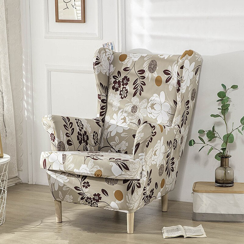Spandex Sloping Arm Wing Back Chair Covers Elastic Armchair Slipcovers ...