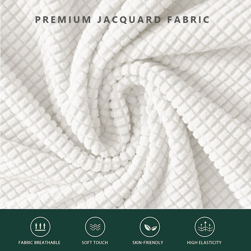 Sofa Cover Solid Color Jacquard Fabric Couch Cover Stretch Slipcovers ...