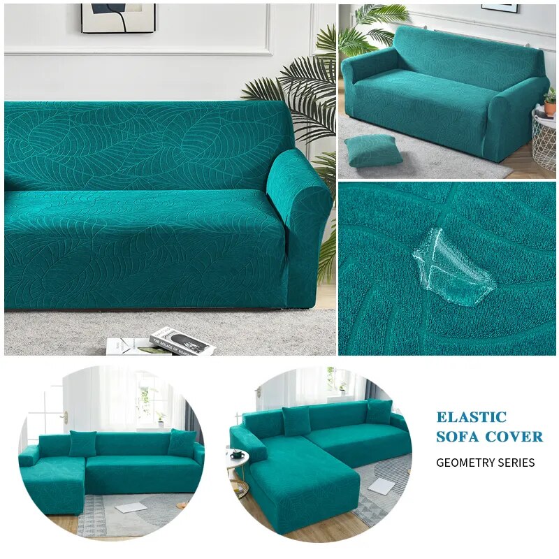Water Resistant Sofa Slipcover Jacquard Leaf Pattern Sofa Covers Couch ...