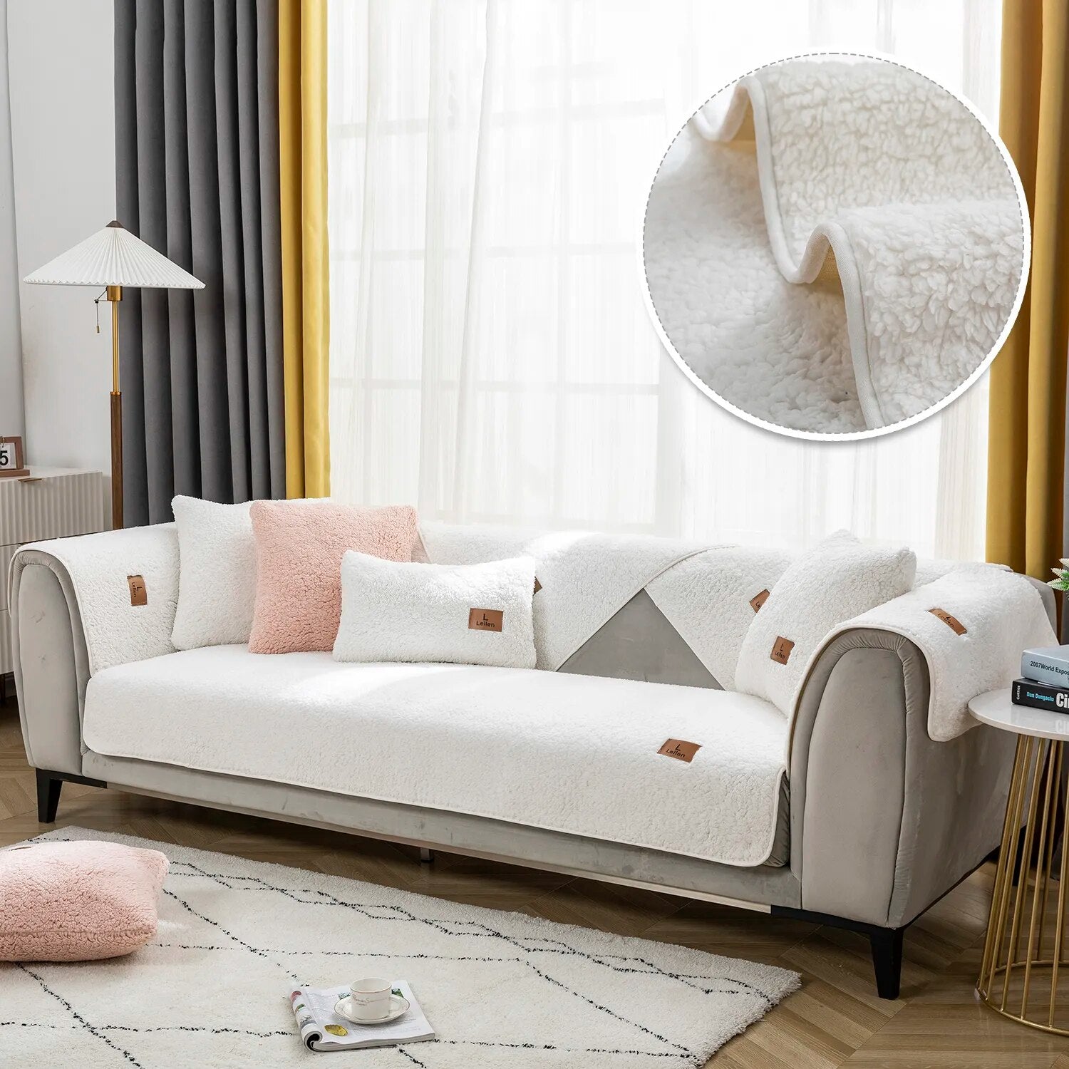 Winter Lamb Wool Sofa Towel Sofa Covers For Living Room Thicken Plush ...