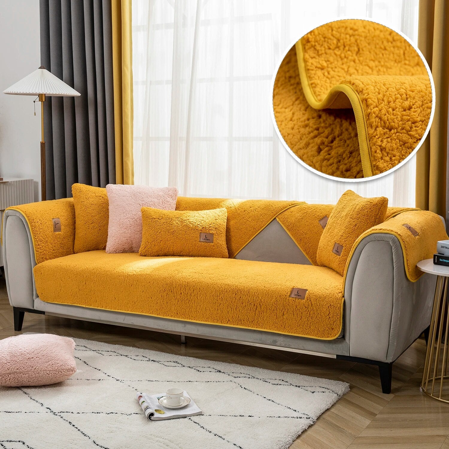Winter Lamb Wool Sofa Towel Sofa Covers For Living Room Thicken Plush ...