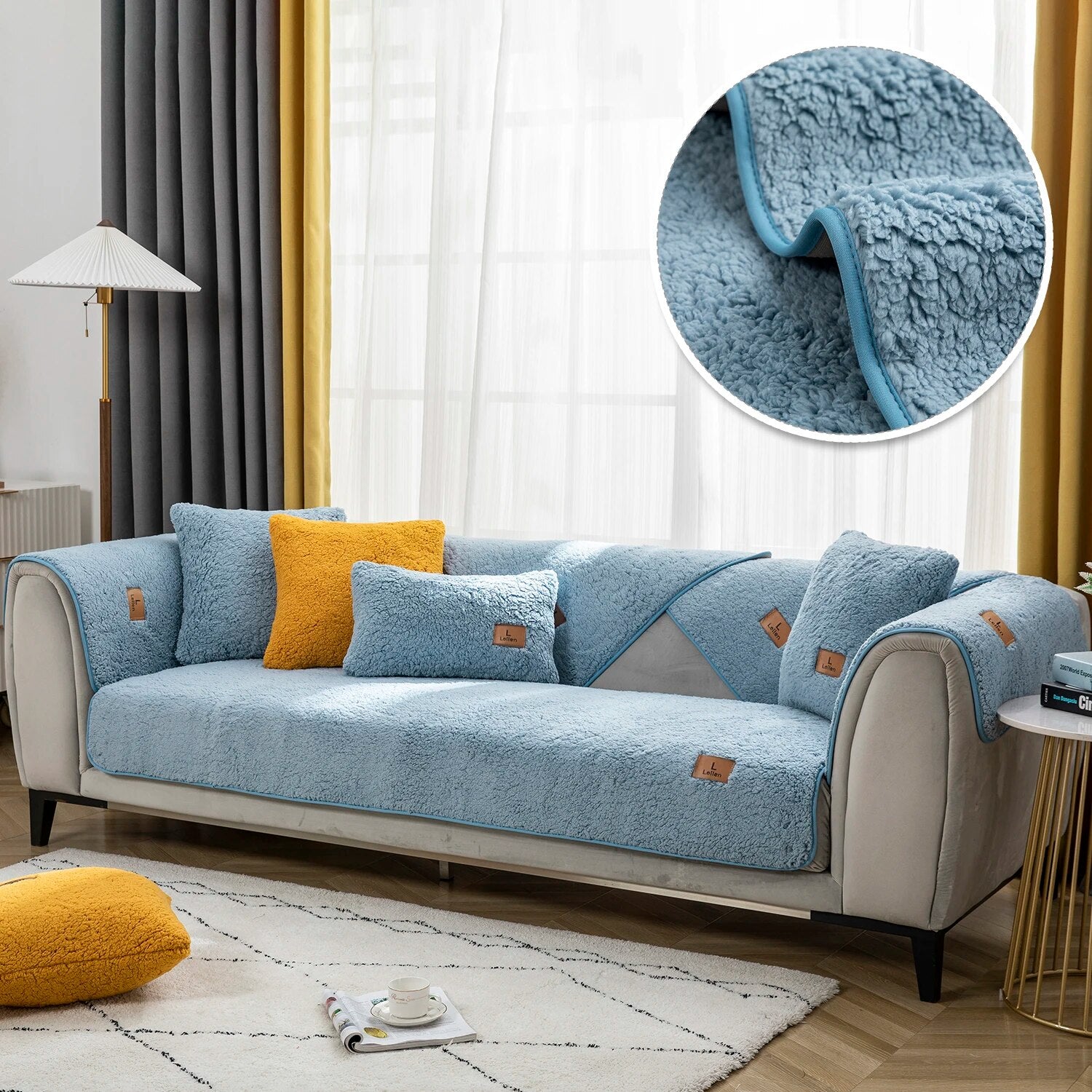 Winter Lamb Wool Sofa Towel Sofa Covers For Living Room Thicken Plush ...