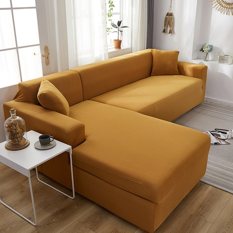 Plain Corner Sofa Covers Elastic Spandex Couch Cover Stretch Slipcover ...