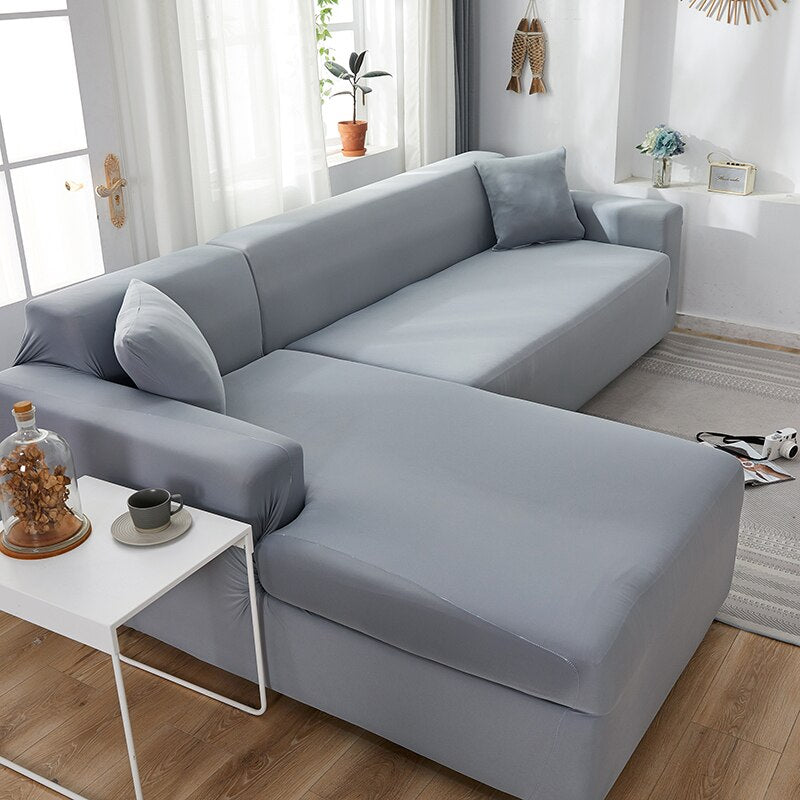 Plain Corner Sofa Covers Elastic Spandex Couch Cover Stretch Slipcover ...
