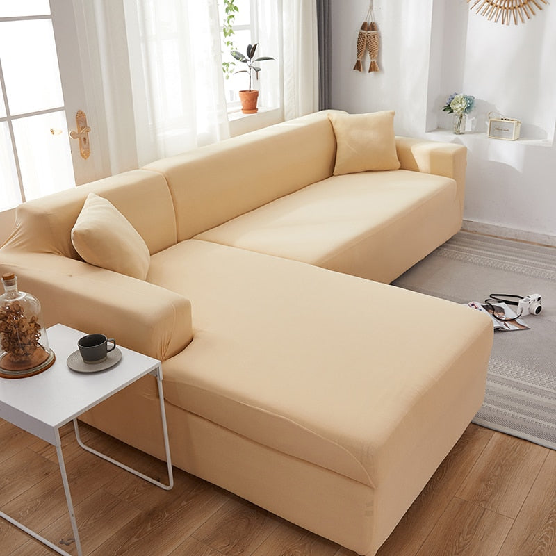 Plain Corner Sofa Covers Elastic Spandex Couch Cover Stretch Slipcover ...