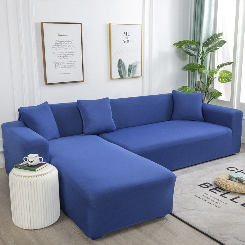 Plain Corner Sofa Covers Elastic Spandex Couch Cover Stretch Slipcover ...