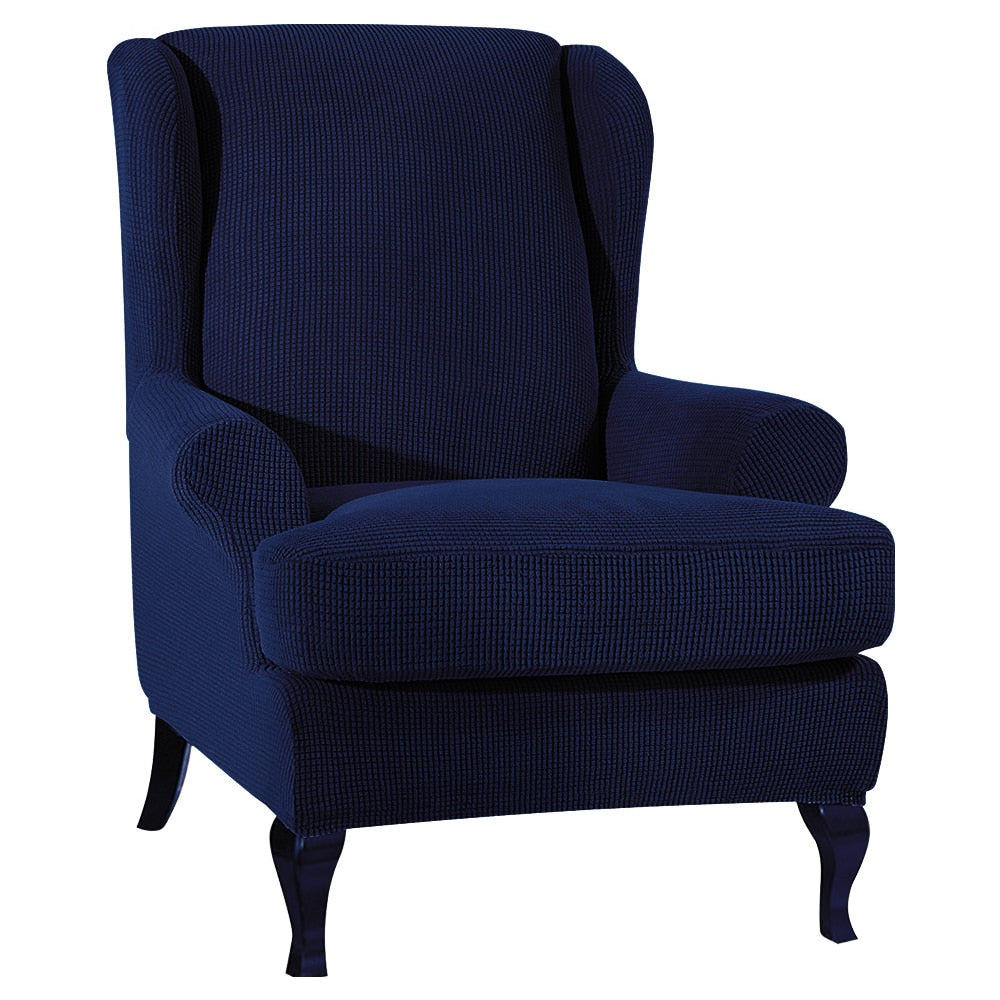Sloping Arm Wing Back Chair Cover Elastic Armchair Wingback Chair Wing ...